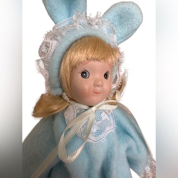 American Vintage | Toys | Vintage Porcelain Blonde Girl Easter Doll ...